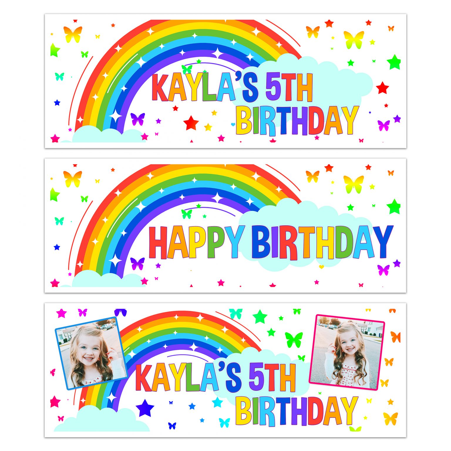 Rainbow Happy Birthday Photo Banner