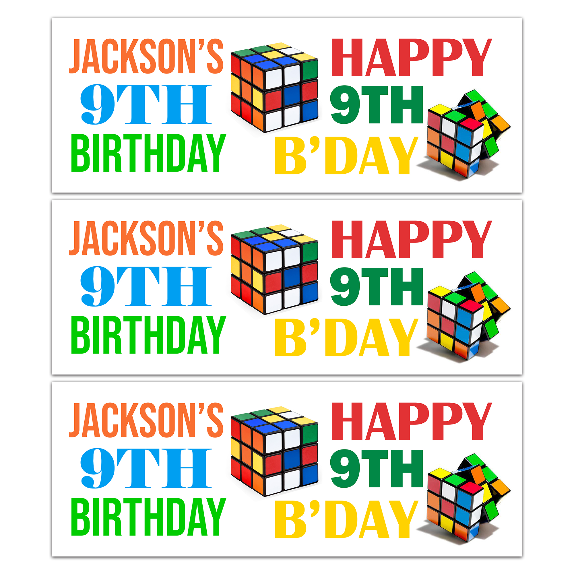 Rubik Cube Happy Birthday Banner