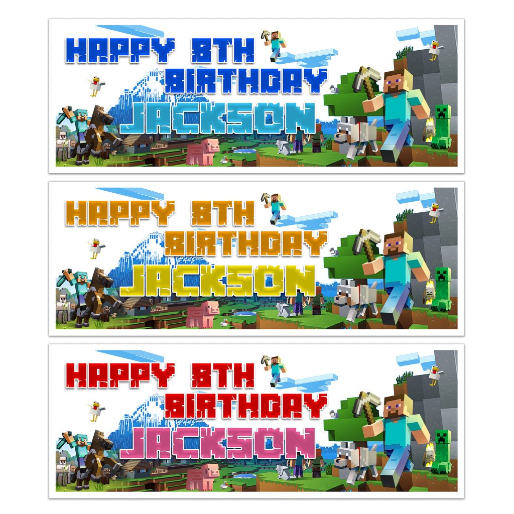 Minecraft Birthday Banner - Get Invited