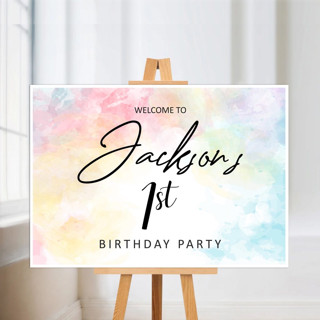 1st Birthday Party Pastel Welcome Sign